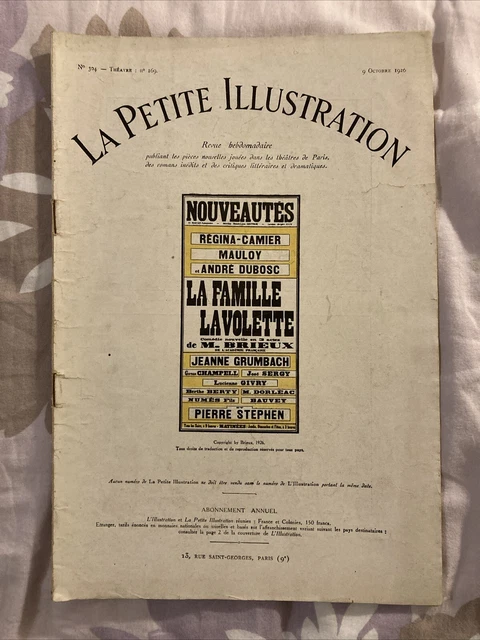 LA PETITE ILLUSTRATION N 304 - Comédie « La Famille Lavolette », Brieux ...